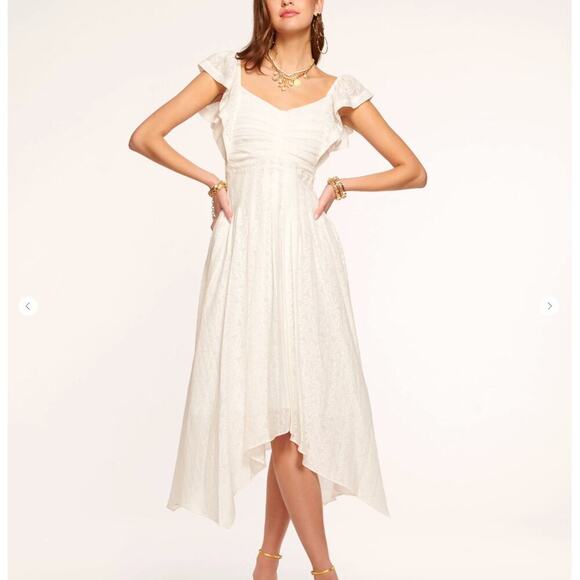 Ramy Brook Dresses Ramy Brook Bria Dress Smocked Midi White Flutter